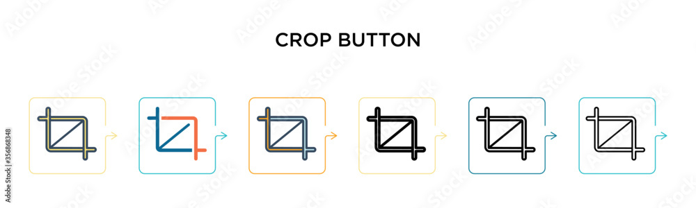 Crop button vector icon in 6 different modern styles. Black, two ...