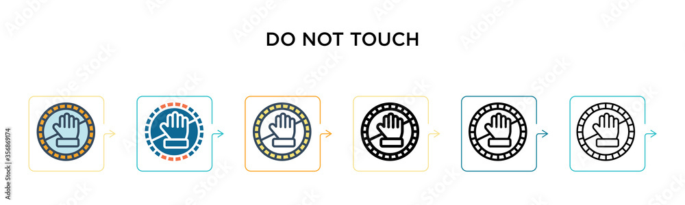 Do not touch vector icon in 6 different modern styles. Black, two ...