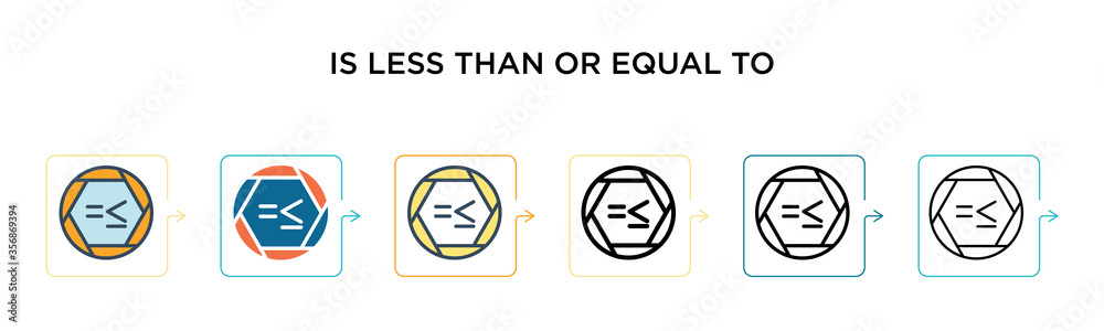 Is less than or equal to vector icon in 6 different modern styles ...