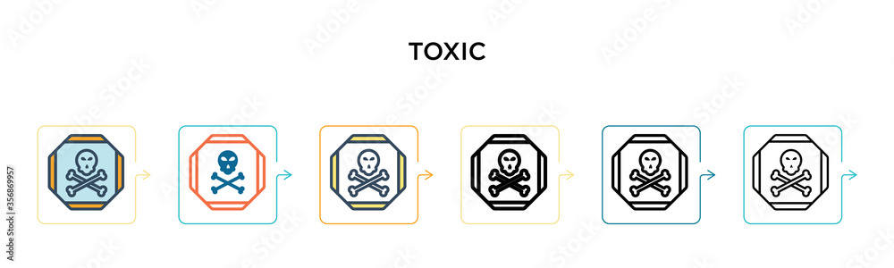 Toxic symbol vector icon in 6 different modern styles. Black, two ...