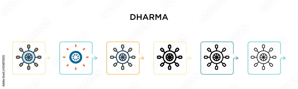 Dharma vector icon in 6 different modern styles. Black, two colored ...