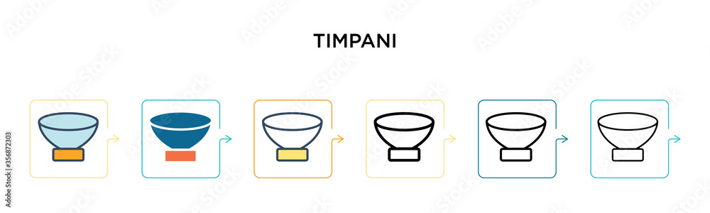 Timpani vector icon in 6 different modern styles. Black, two colored ...