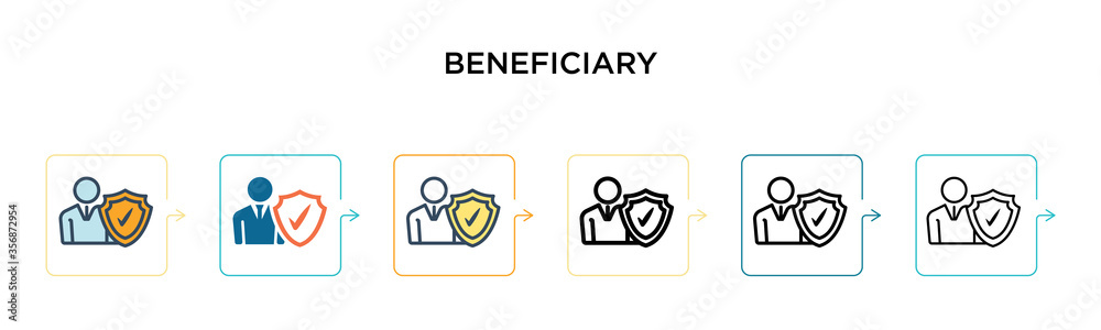 Beneficiary vector icon in 6 different modern styles. Black, two ...
