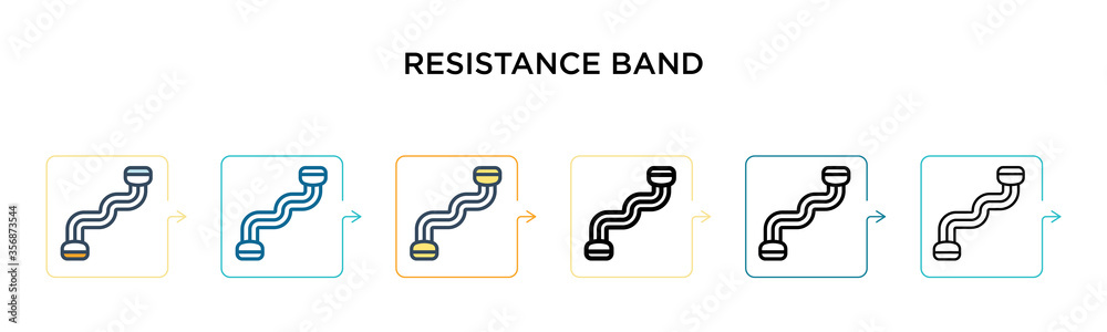 Resistance band vector icon in 6 different modern styles. Black, two ...