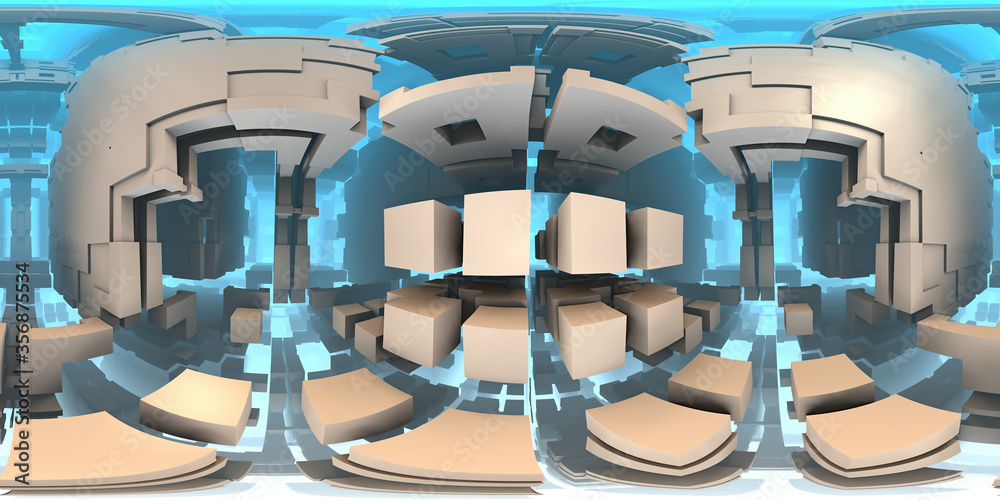 360 degree alien labyrinth, abstract maze background, equirectangular ...