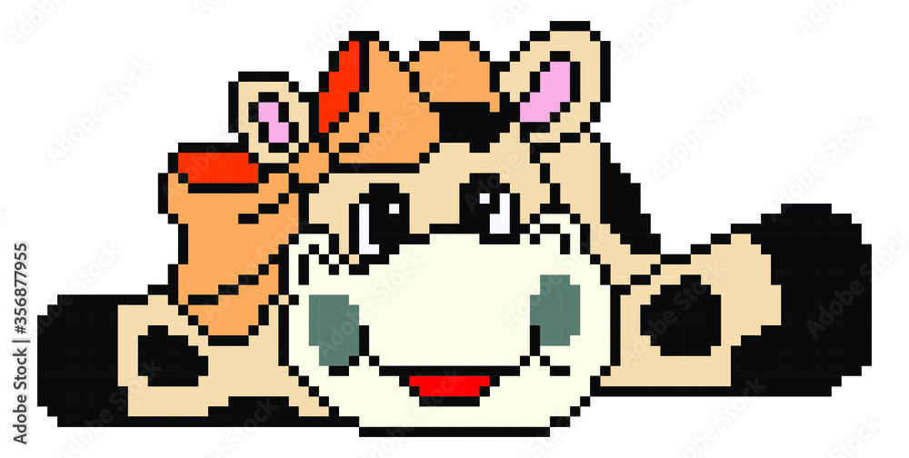 Cow pixel art on white background. Stock Vector | Adobe Stock