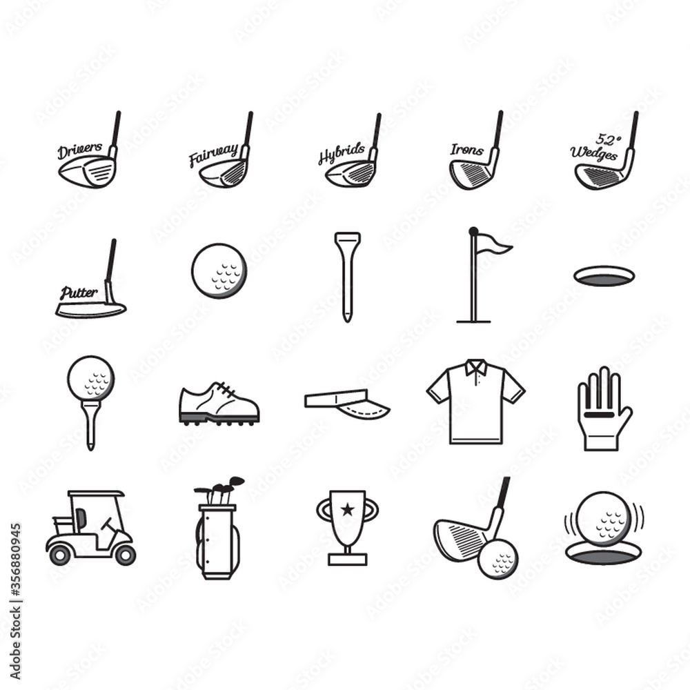 golf icons collection Stock Vector | Adobe Stock