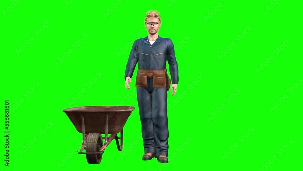 4k animation two scenes of two avatar workmen walking, greeting and ...