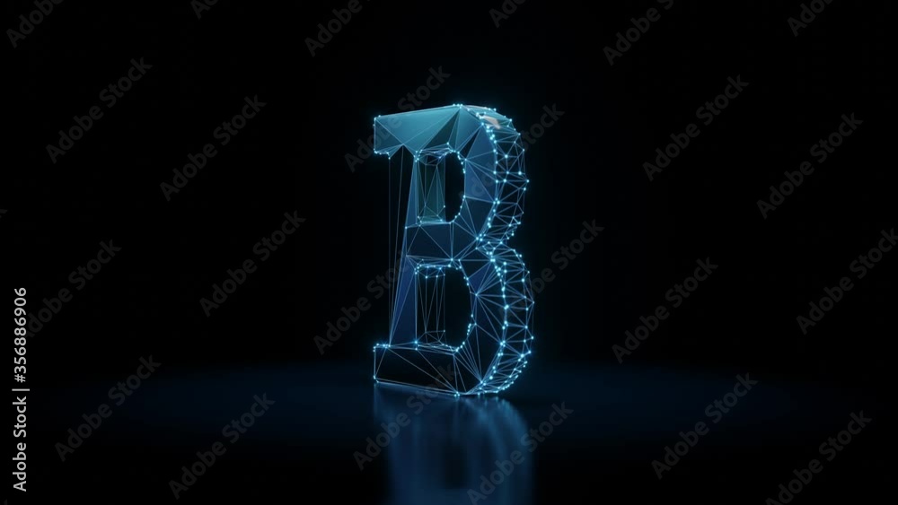 Vidéo Stock 3d rendering seamless loop 4k rotation wireframe neon glowing symbol of bold font ...