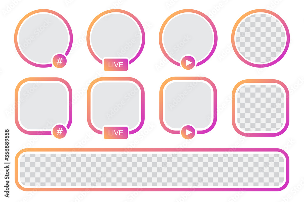 Set of story icon frame template. Avatar frames collection for social ...