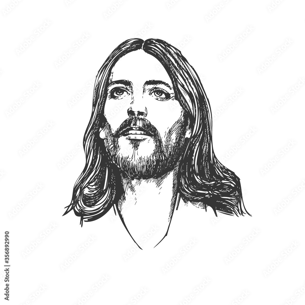 Jesus Christ, graphic portrait. Hand drawing. Stock Vector | Adobe Stock