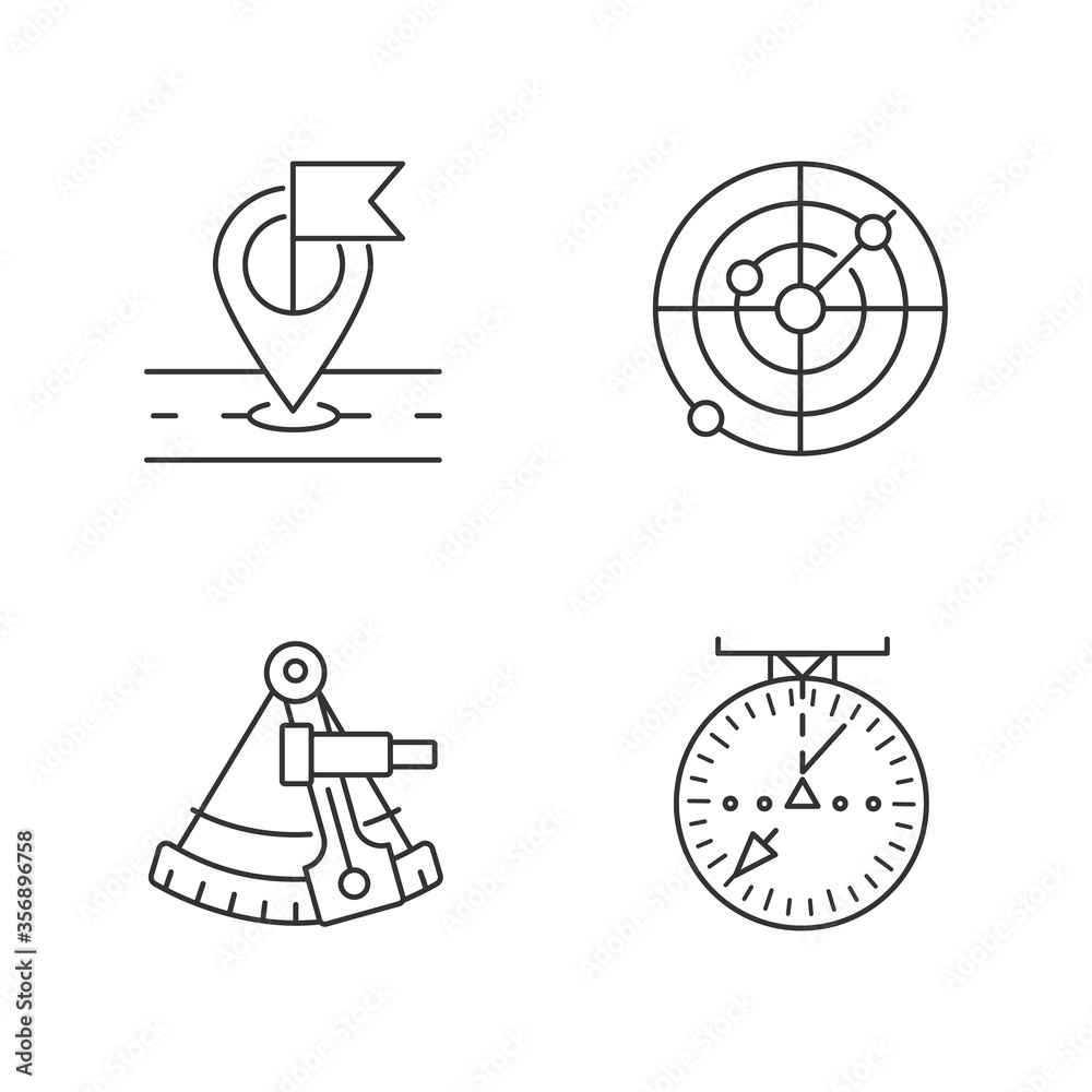 Navigation pixel perfect linear icons set. Customizable thin line ...