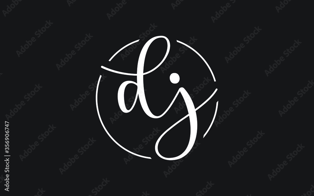 dj or jd Cursive Letter Initial Logo Design, Vector Template Stock ...