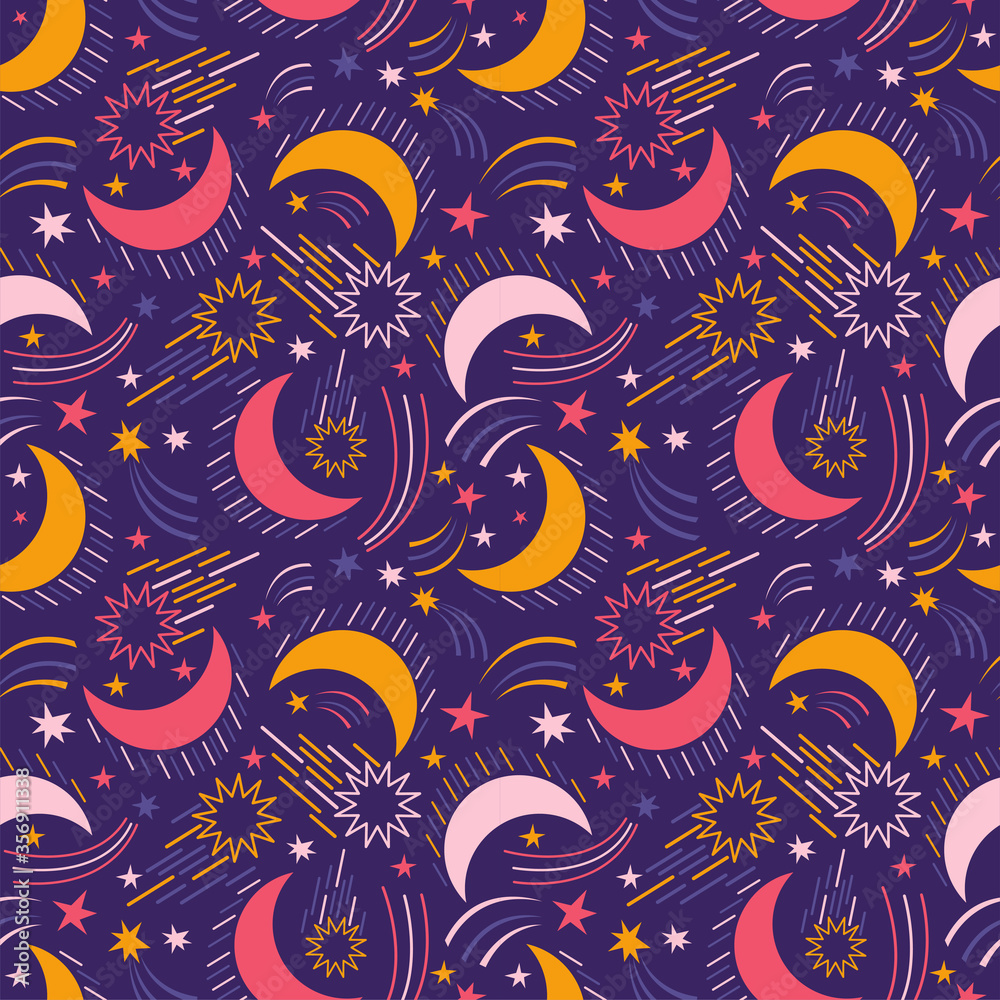 Seamless pattern of outer space. Cosmic background with space elements ...