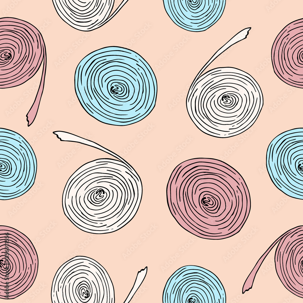 Funny toilet paper pattern on beige background. Hand drawn vector ...