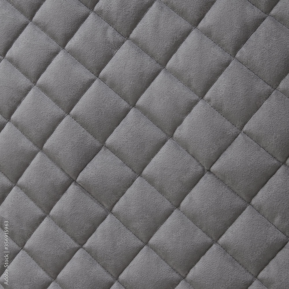 Gray faux velvet diamond quilted bedspread fabric texture Stock Photo ...