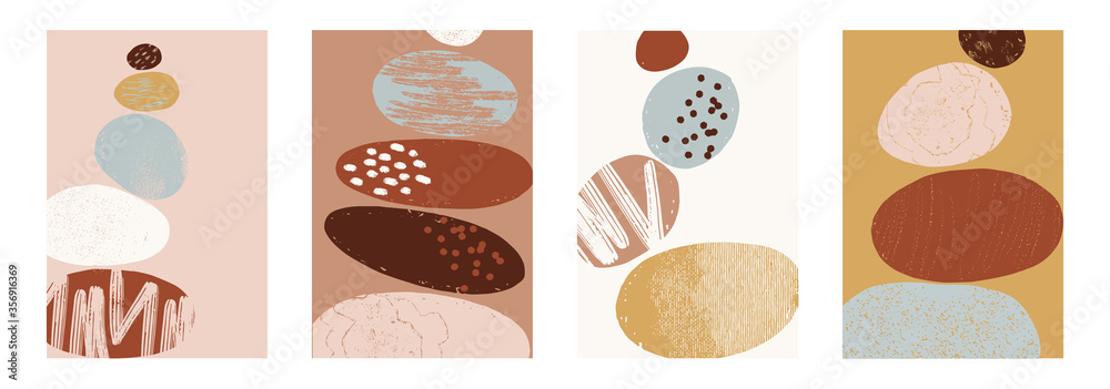 Abstract illustration with balanced pebbles. Balanced pebbles with ...