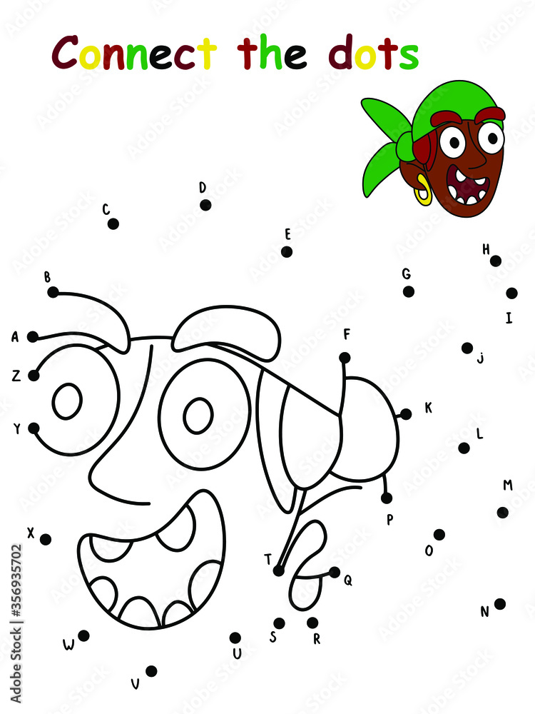 Connect the dots pirate printable maze for kids. Educational dot-to-dot ...