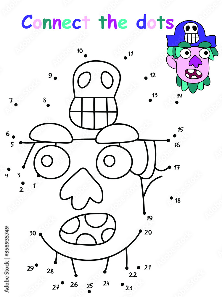 Amusing dot to dot educational pirate game. Connect the dots with ...
