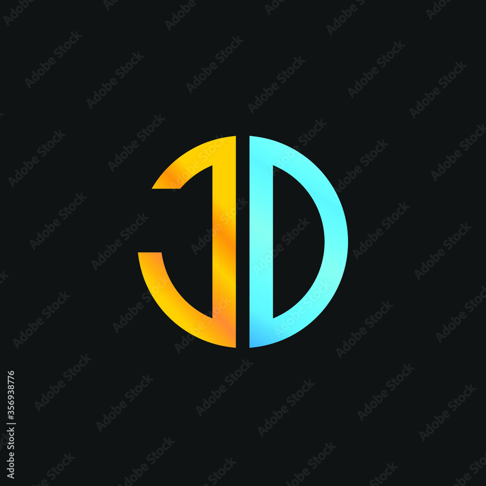 JD initial logo circle shape vector black and gold. Stock Vector ...