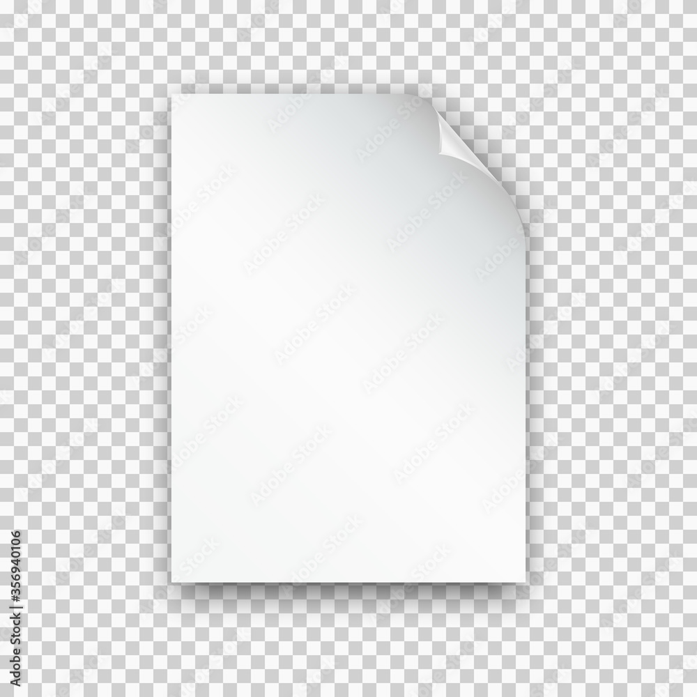 White blank sheet of paper A4 format isolated on transparent background ...