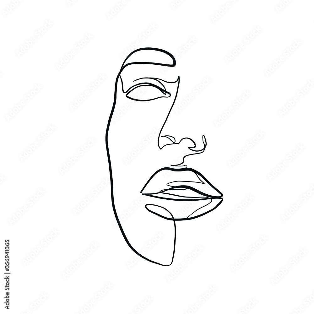 Minimal line vector woman. Linear glamour portrait woman. Portrait of ...