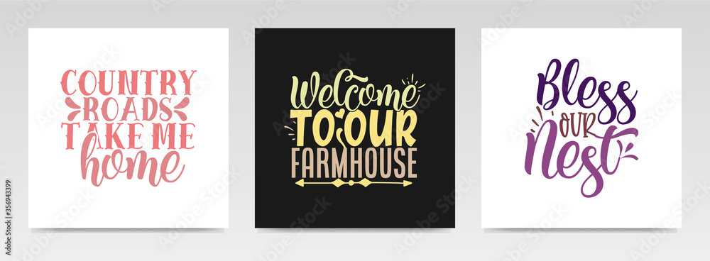 Farming quotes letter typography set illustration. Stock Vector | Adobe ...
