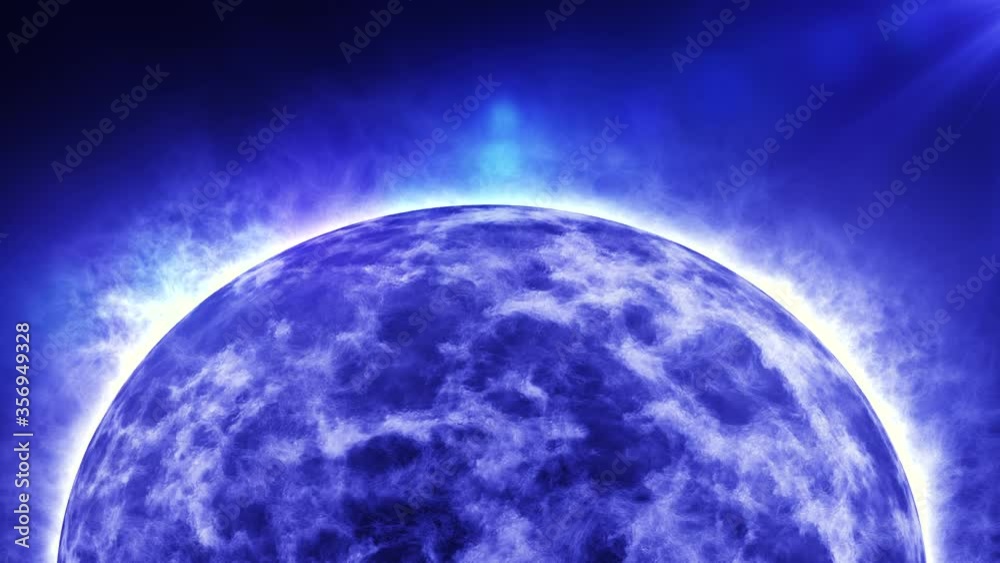 abstract planet in 3d, blue Fireball in Space Slow Zoom. optical flare ...