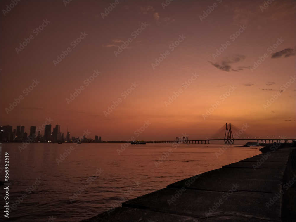 Bandra worli sea-link bridge in sea at Bandra, Mumbai with Mumbai's ...