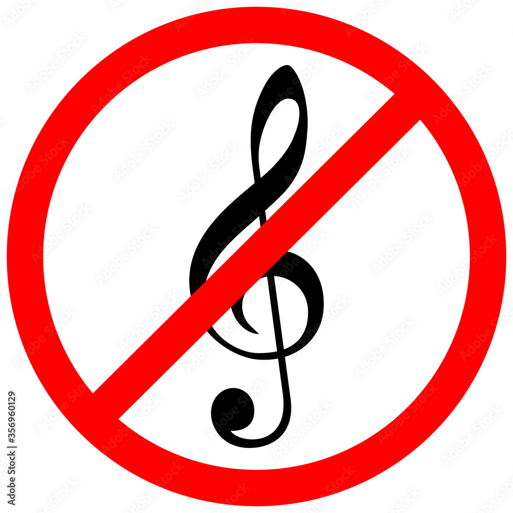 music not allowed sign vector. No music sign isolated on white ...