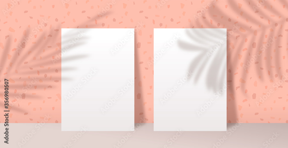 Empty white paper template in a4 size with trendy tropical palm tree ...
