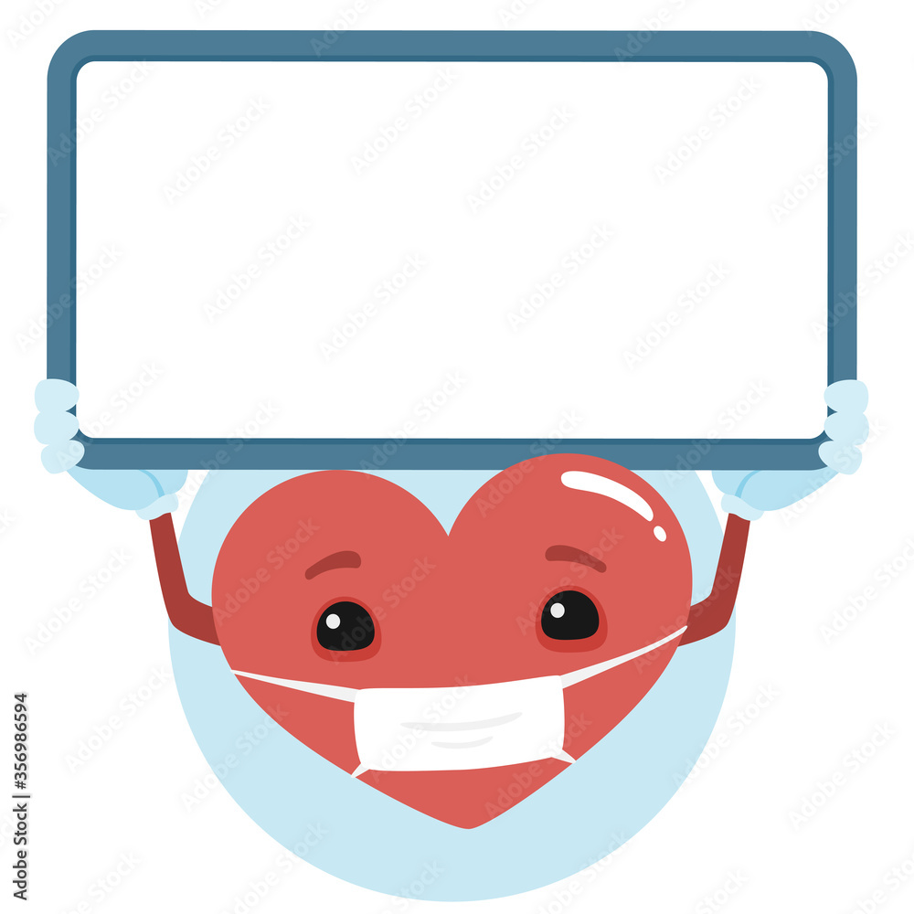 Cute heart character holding sign. To see the other vector heart ...