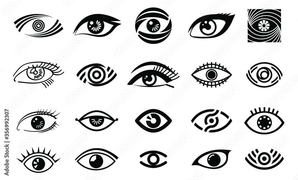 vector eye illustration, logo set, collection of different style eye ...