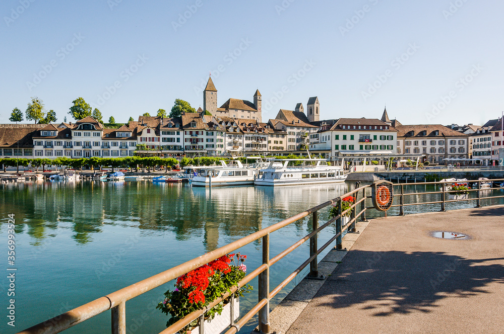 Rapperswil, Zürichsee, Schloss, Seeufer, Hafen, Altstadt ...