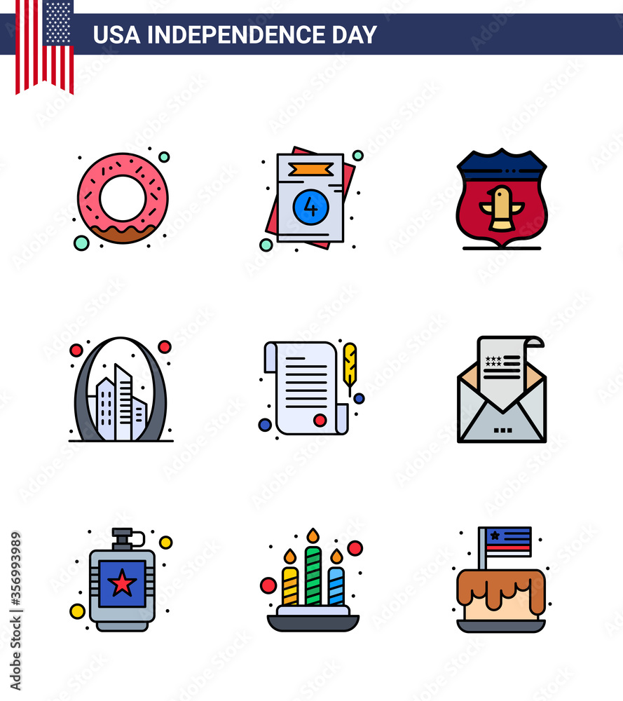 9 Creative USA Icons Modern Independence Signs and 4th July Symbols of ...
