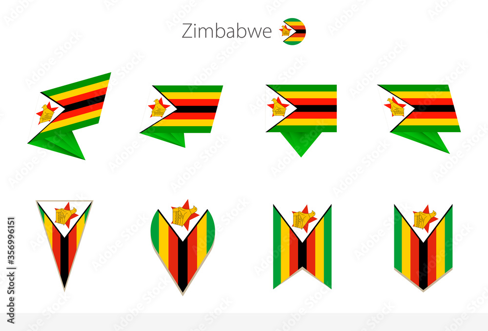 Zimbabwe national flag collection, eight versions of Zimbabwe vector ...