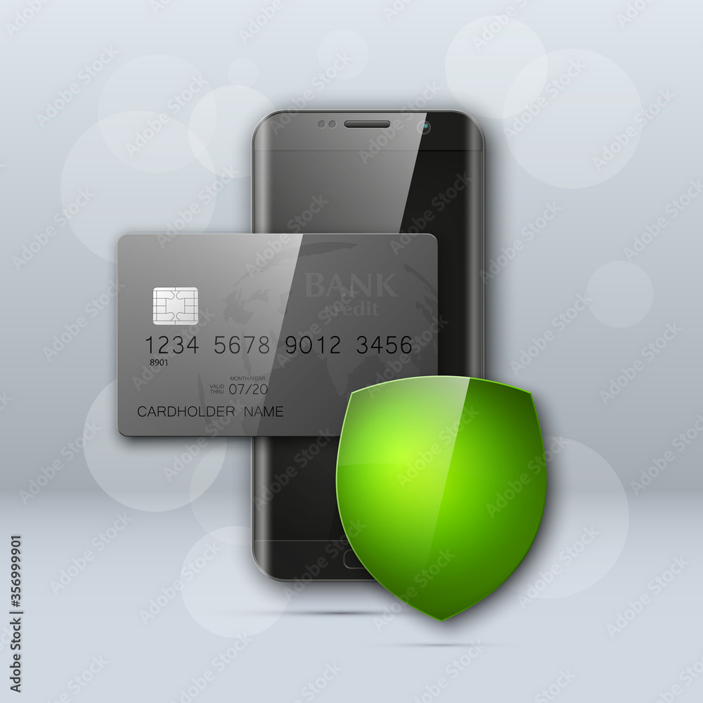 Guarded Smartphone & credit card banner. Reliable Protection ...