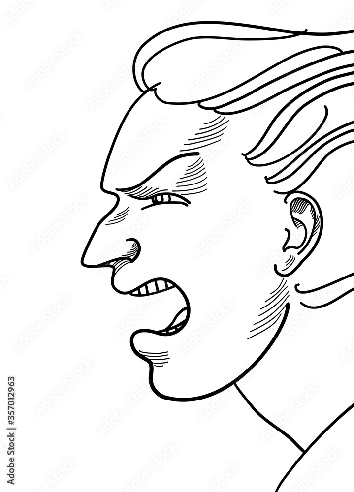 Angry Man Yelling Drawing