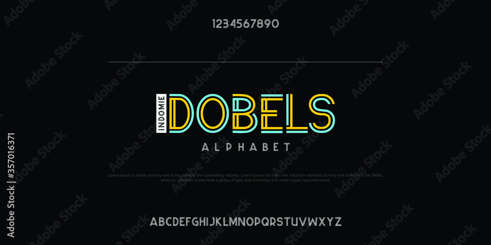 Typeface double line alphabet modern abstract font set. Stock Vector ...