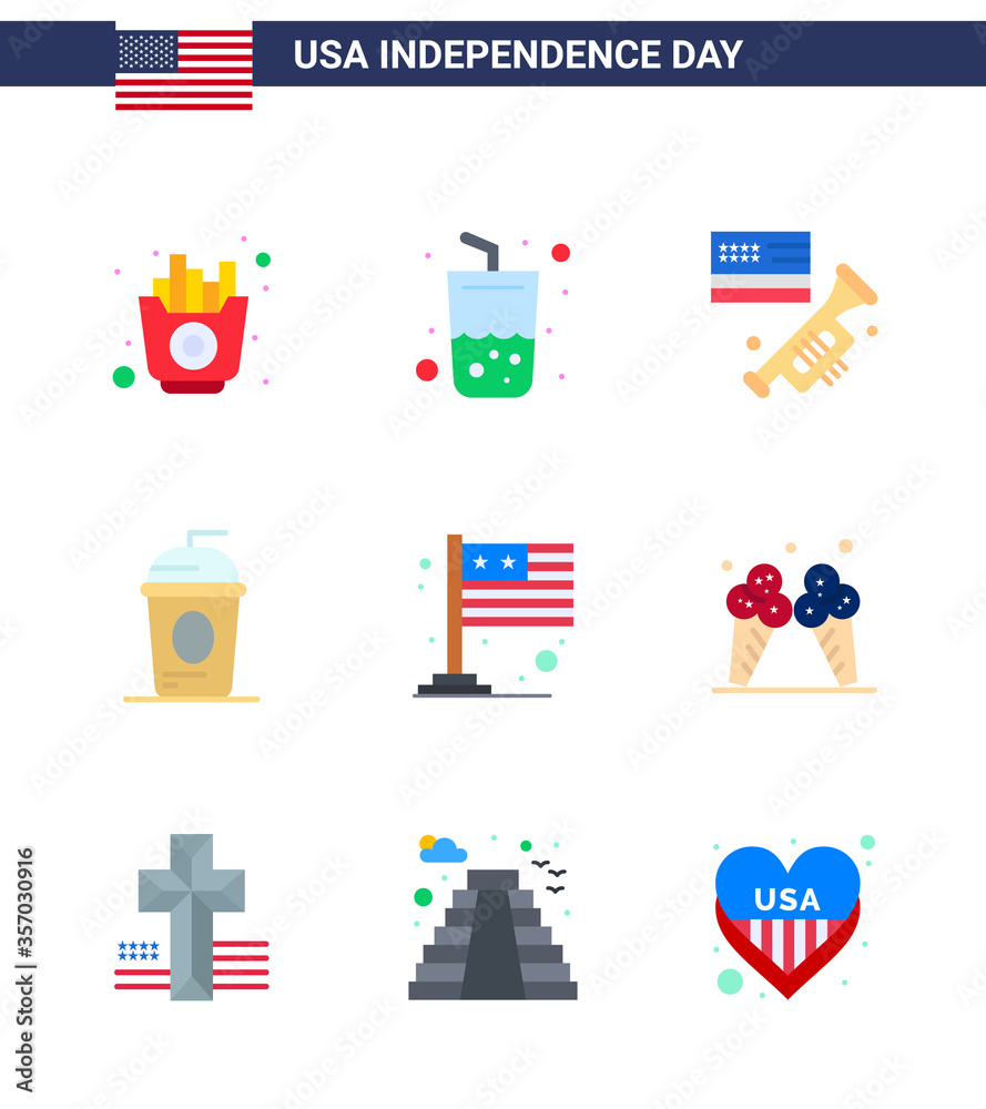 9 Creative USA Icons Modern Independence Signs and 4th July Symbols of ...
