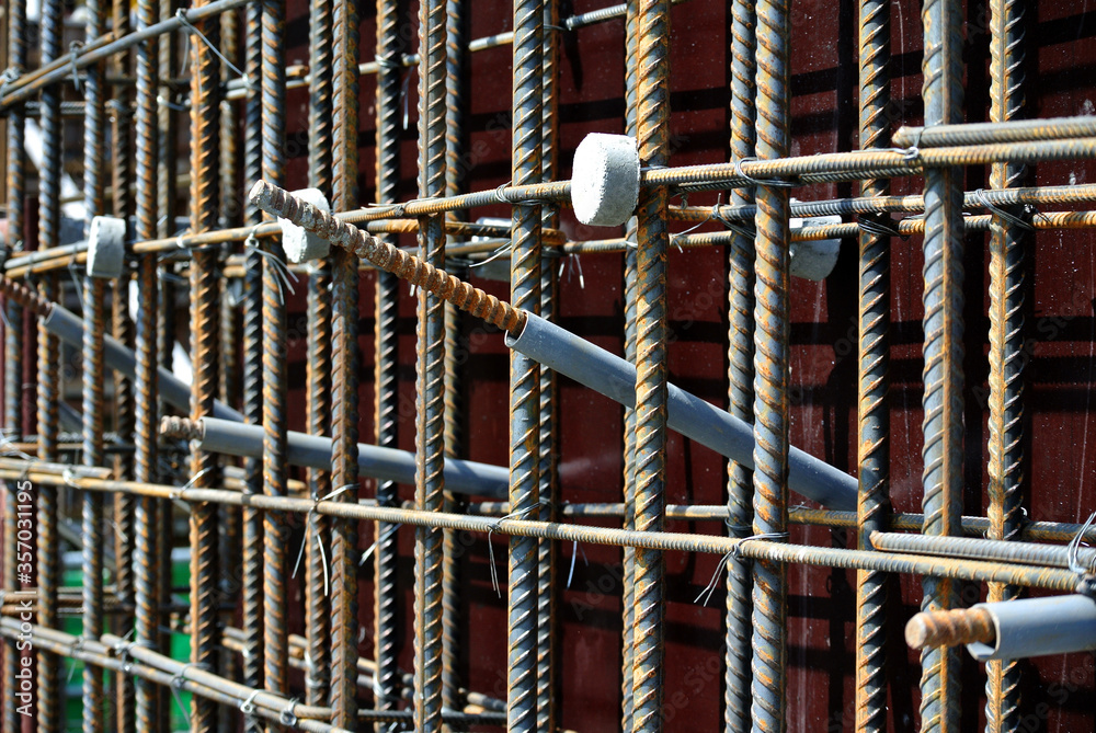 SELANGOR, MALAYSIA -SEPTEMBER 19, 2015: Hot rolled deformed steel bars ...