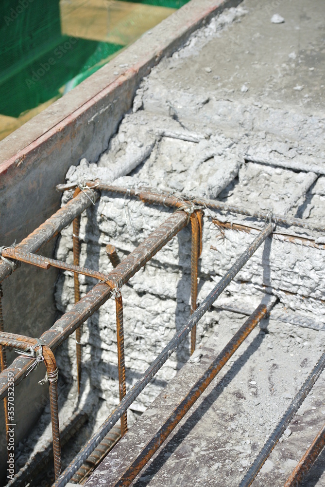 SERDANG, MALAYSIA -JUNE 03, 2016: Concrete construction joint at the ...