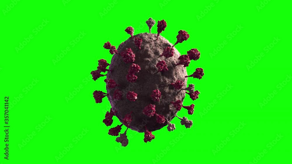 Realistic 3D animation with green background of coronavirus new sars ...