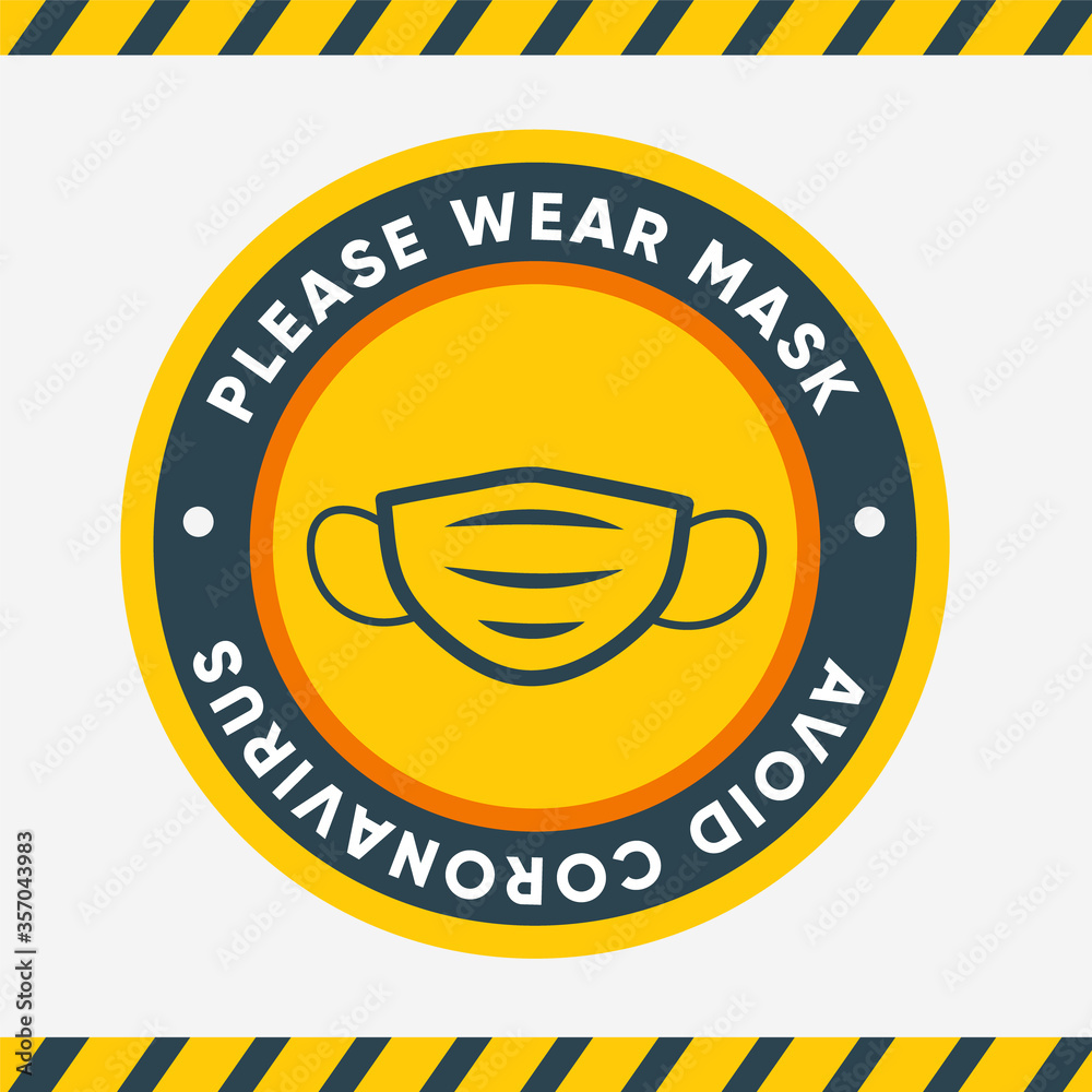Flat round symbol. Please wear Mask for safety from Covid-19. Vector ...