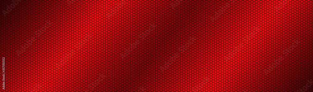 Abstract dark red geometric hexagonal mesh material header. Perforated ...