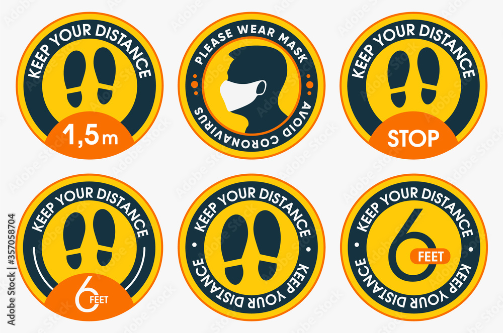 Please keep your distance. Collections of social distancing marking ...