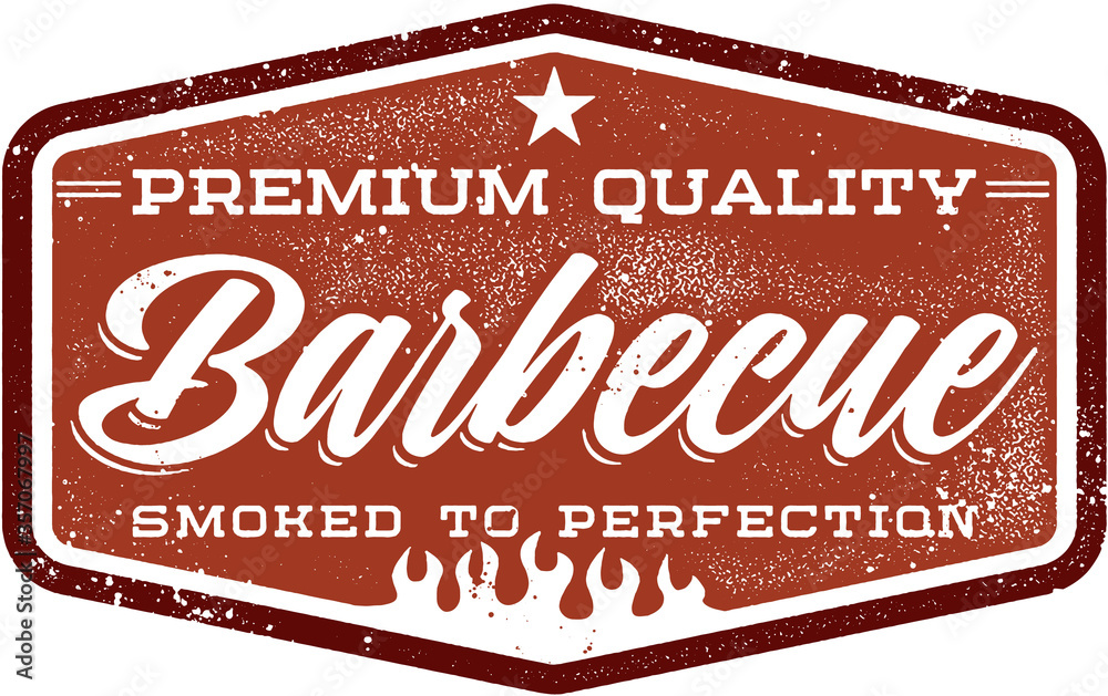 Vintage Style Barbecue Menu Stamp Stock Vector | Adobe Stock