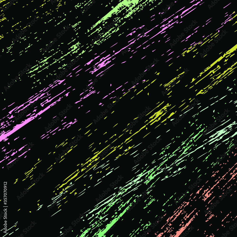 colorful brush marks on the black canvas ground. vector drawn. retro ...