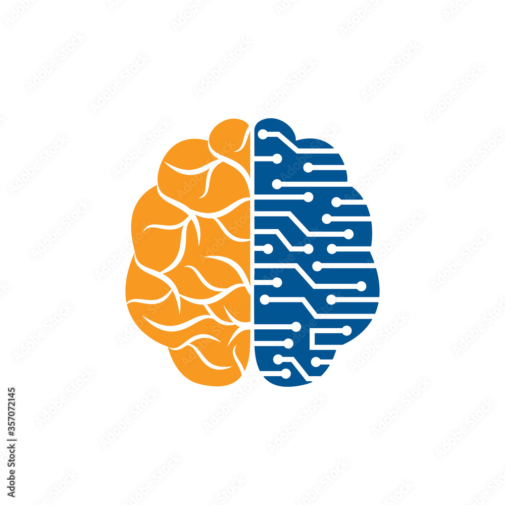 Brain connection logo design. digital brain logo template. Brainstorm ...