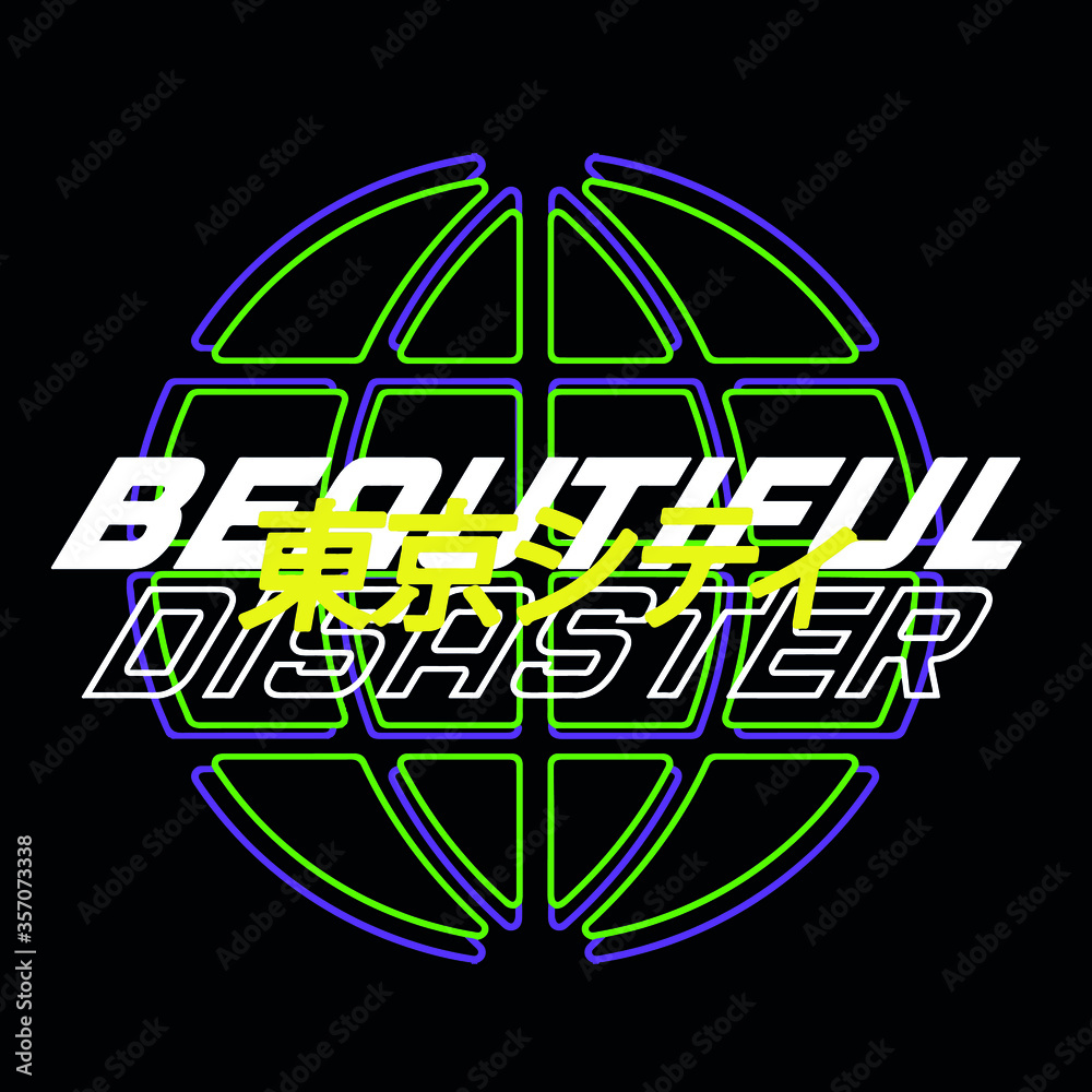 Japanese slogan with geometric shapes Translation: "Tokyo City." Vector ...